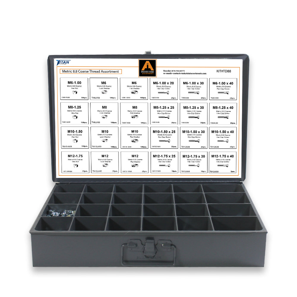 1275 Piece Drawer Bolt Kit-Metric 8.8 Coarse Thread — industrialassortments.com