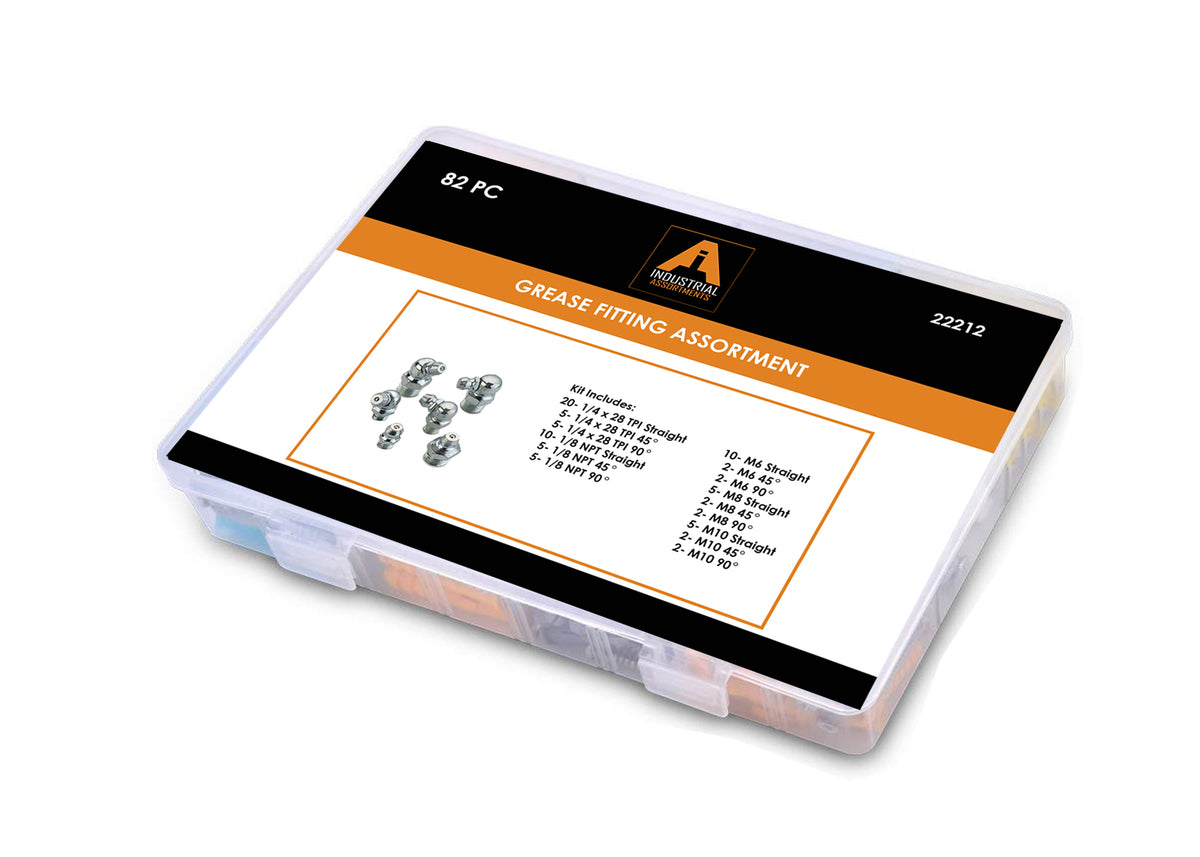 82 Piece Grease Fitting Assortment-SAE & Metric — industrialassortments.com