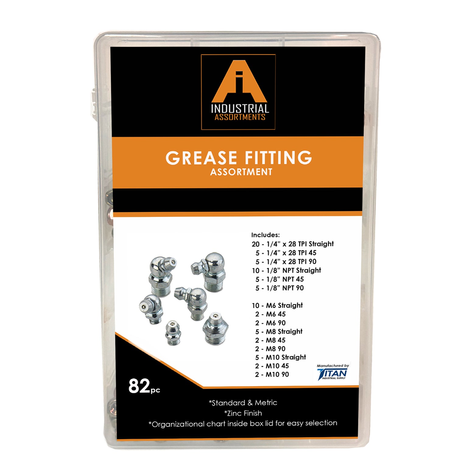 82 Piece Grease Fitting Assortment-SAE & Metric – industrialassortments.com
