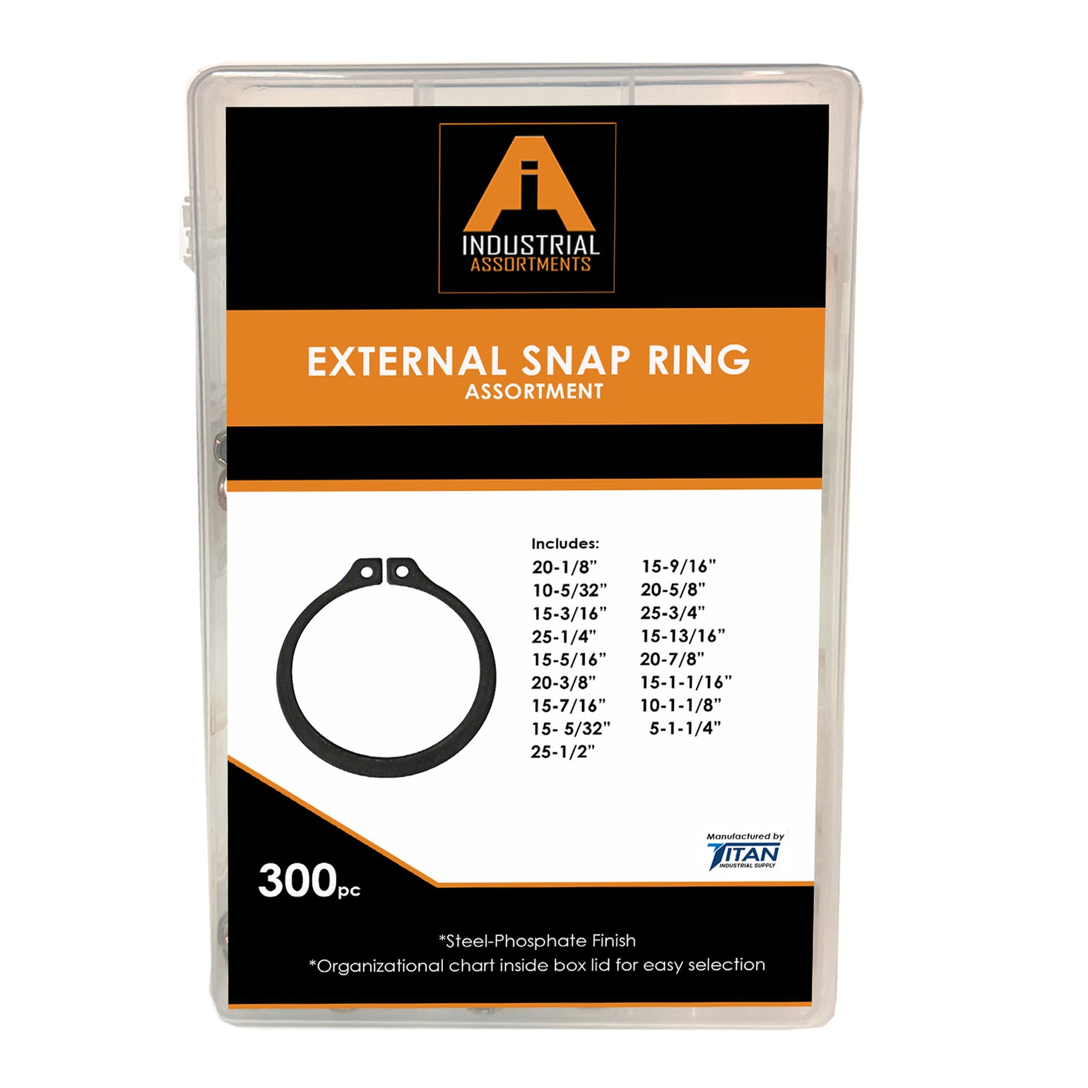 300 Piece External Snap Ring Assortment – industrialassortments.com