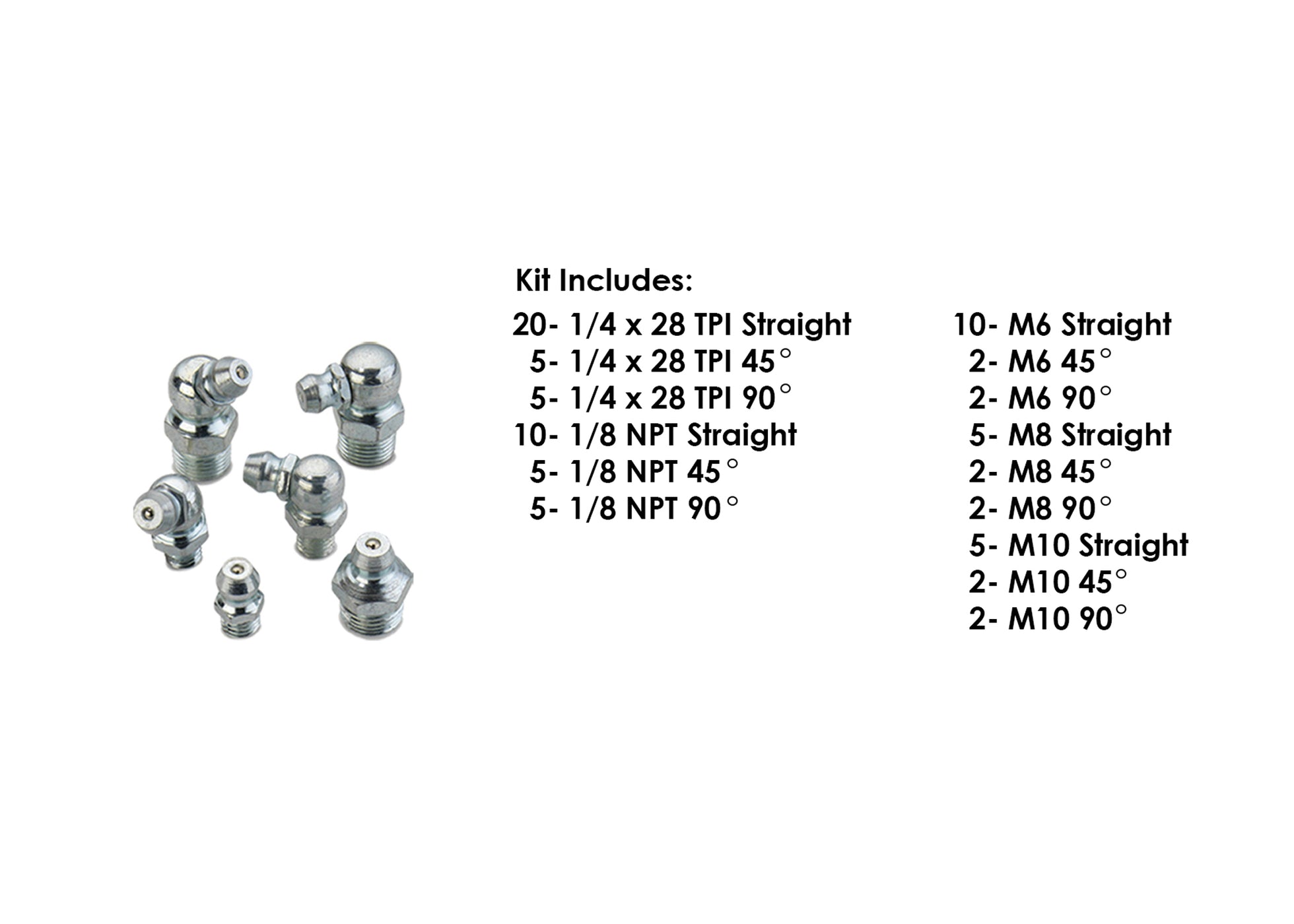 82 Piece Grease Fitting Assortment-SAE & Metric — industrialassortments.com